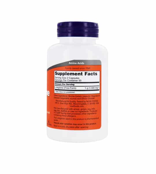 NOW - Arginine 500mg (100 Caps) | Nitric Oxide (N02) | Supplements Direct