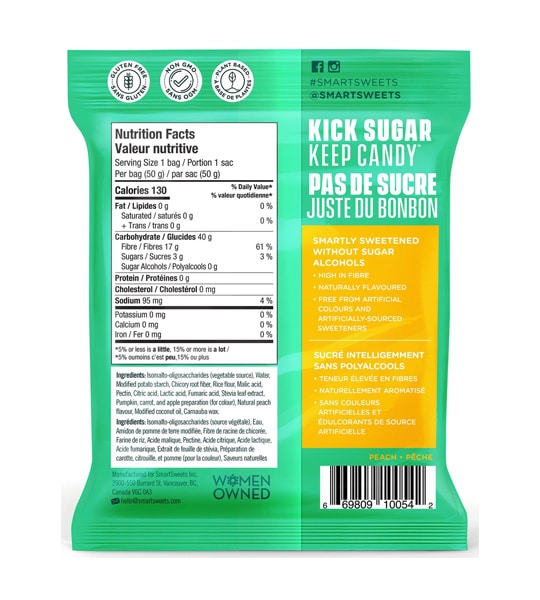 Smart Sweets - Peach Rings (Box of 12) | Canada Supplements Direct